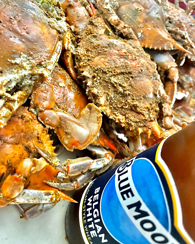 Behold the main event: steamed crabs dusted with that magical Maryland spice blend. Old Bay isn't just seasoning here&mdash;it's practically a religion.