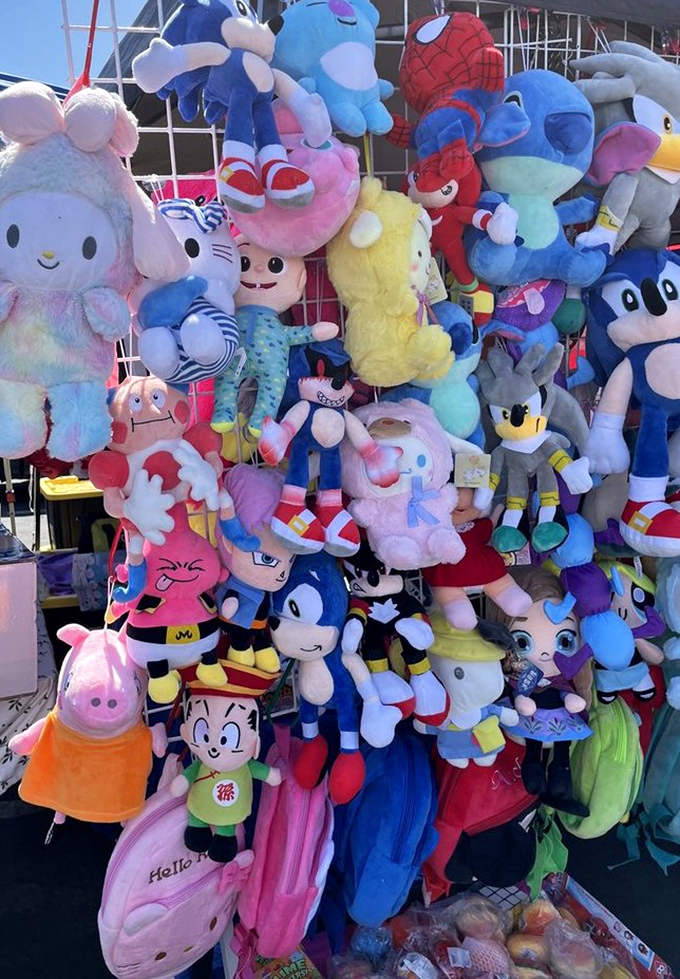A plush paradise that would make any arcade claw machine jealous. Sonic, Pikachu, and friends hang out together in this colorful stuffed animal community.