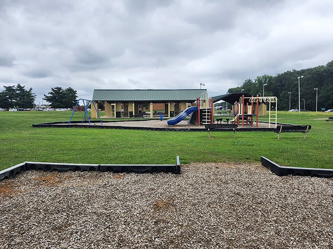 Even the playground equipment in Athens seems to say, "Slow down, relax &ndash; your grandkids can burn off energy while you enjoy the shade."