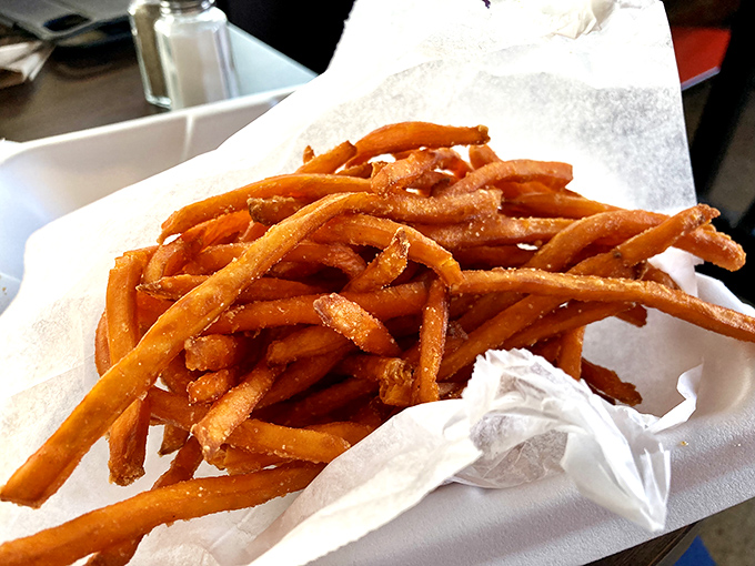 Behold: sweet potato fries with that perfectly crispy exterior and fluffy interior that dreams are made of, literally.