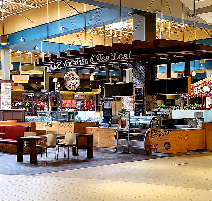 The Coffee Bean & Tea Leaf offers a caffeine oasis for weary shoppers&mdash;because nothing says "I can handle three more stores" like a double espresso.