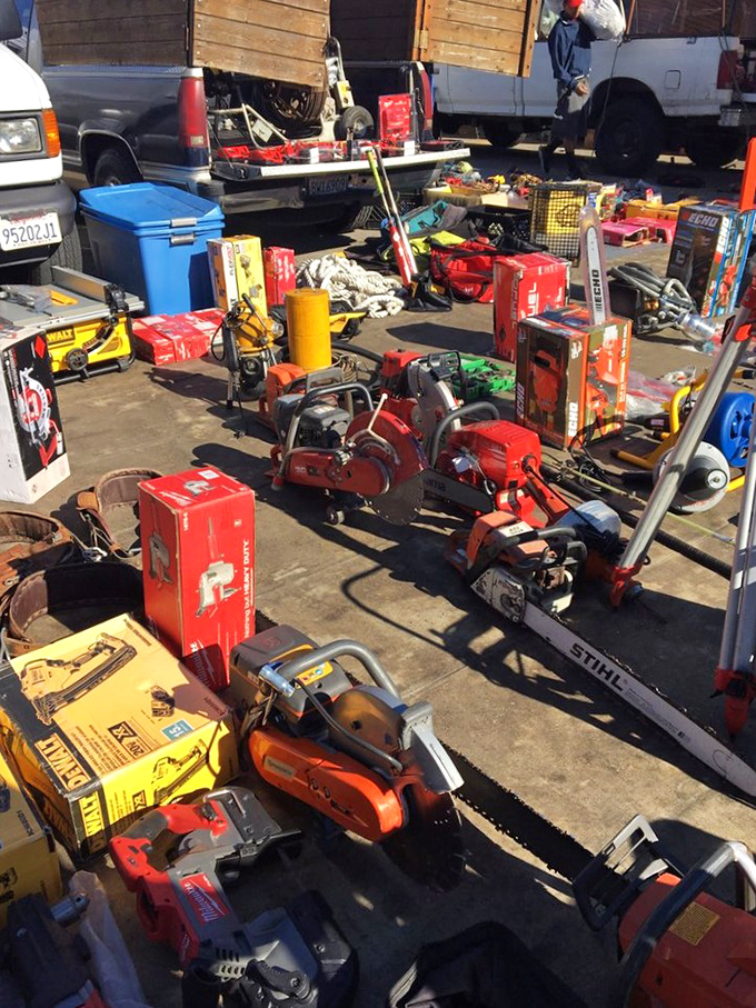Tool paradise for the DIY enthusiast or professional alike. That chainsaw collection would make any suburban dad weak in the knees.