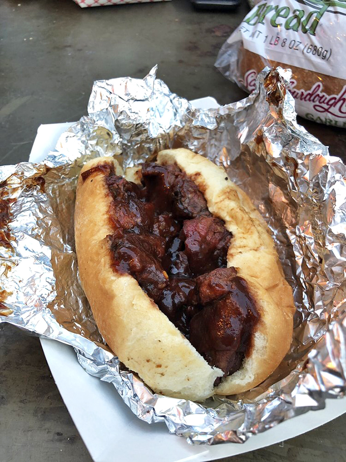 That tri-tip sandwich is wrapped like a present you give yourself for being awesome today.