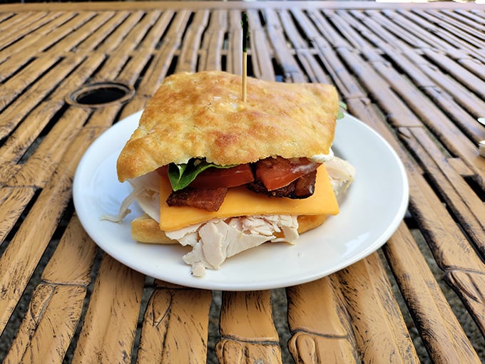 Behold the legendary turkey club—architectural marvel, flavor symphony, and the reason people make detours to Wheeling. Worth every mile of the journey.