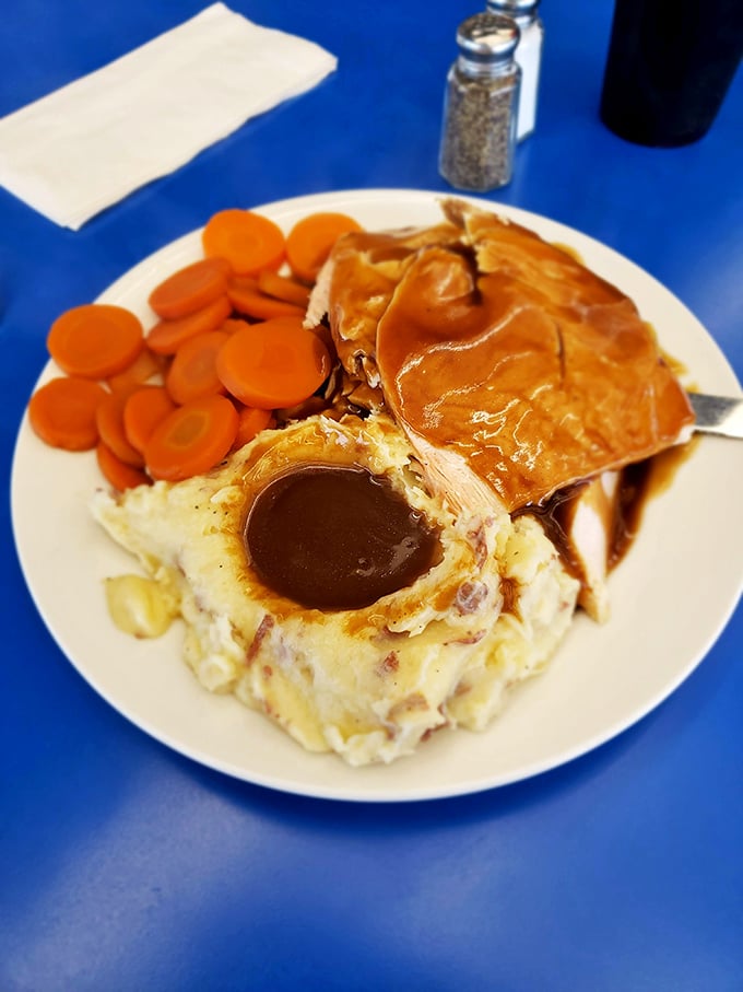 Thanksgiving on a plate! This turkey dinner with all the fixings proves some comfort foods are too good to save for holidays.