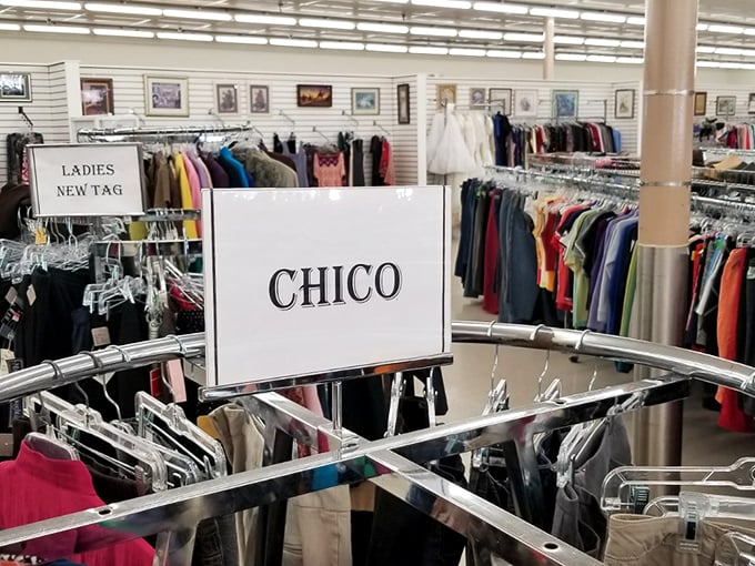 Designer labels hiding in plain sight. That Chico rack might just hold your next "I can't believe this was only five bucks!" moment.