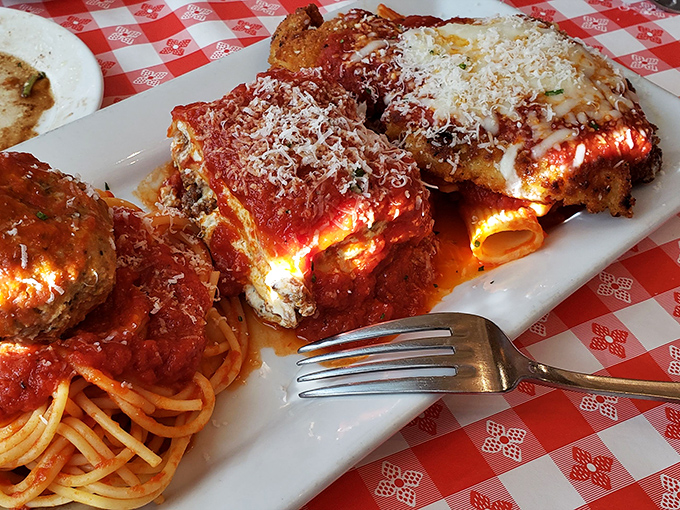 This isn't just veal parmigiana&mdash;it's a masterpiece of melty cheese architecture that would make Michelangelo weep with joy.