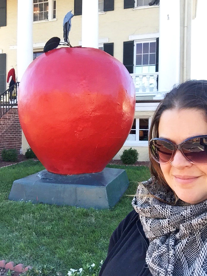 "An apple a day" takes on new meaning when the fruit is taller than you are. Winchester's charm captured in one snapshot.