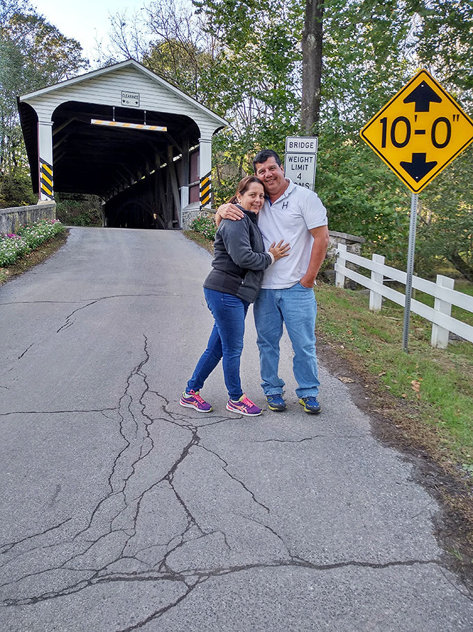 Beyond the bridge, Chester County's pastoral landscape unfolds like a living painting of rural Pennsylvania at its finest.
