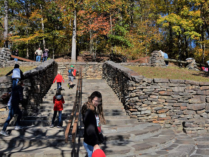 Stone pathways built by the Civilian Conservation Corps in the 1930s still guide visitors through the park's most spectacular viewpoints.