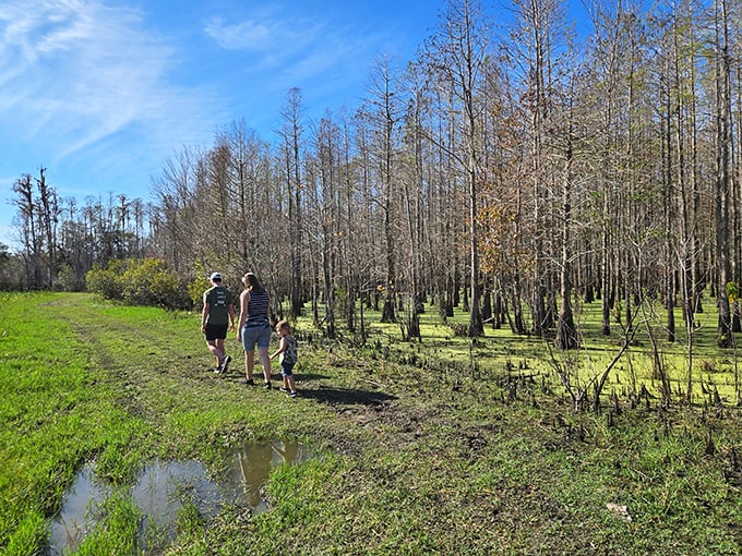 Family adventure in progress! These explorers discover that Florida's wild spaces offer better entertainment than any streaming service.