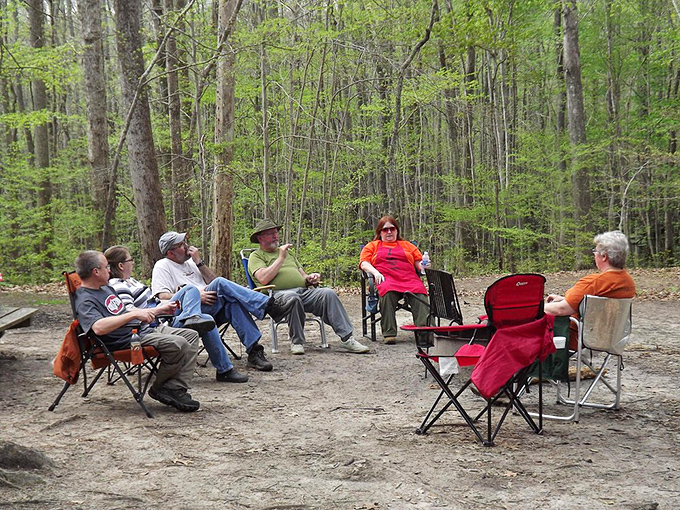 Campfire conversations under Carolina skies &ndash; where strangers become friends and nobody's checking their phone notifications.