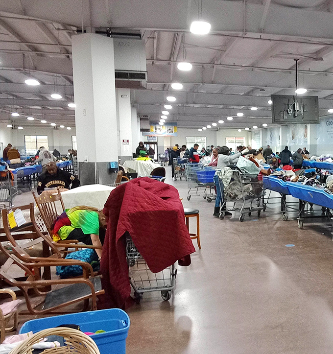 Treasure hunting in full swing! The warehouse atmosphere creates the perfect backdrop for Ohio's most determined bargain seekers.