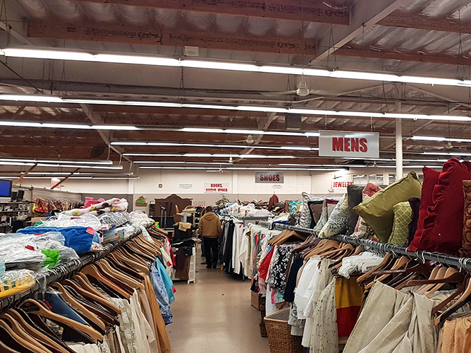 Racks upon racks create a textile landscape where patient shoppers can mine for designer gems hiding among everyday offerings.