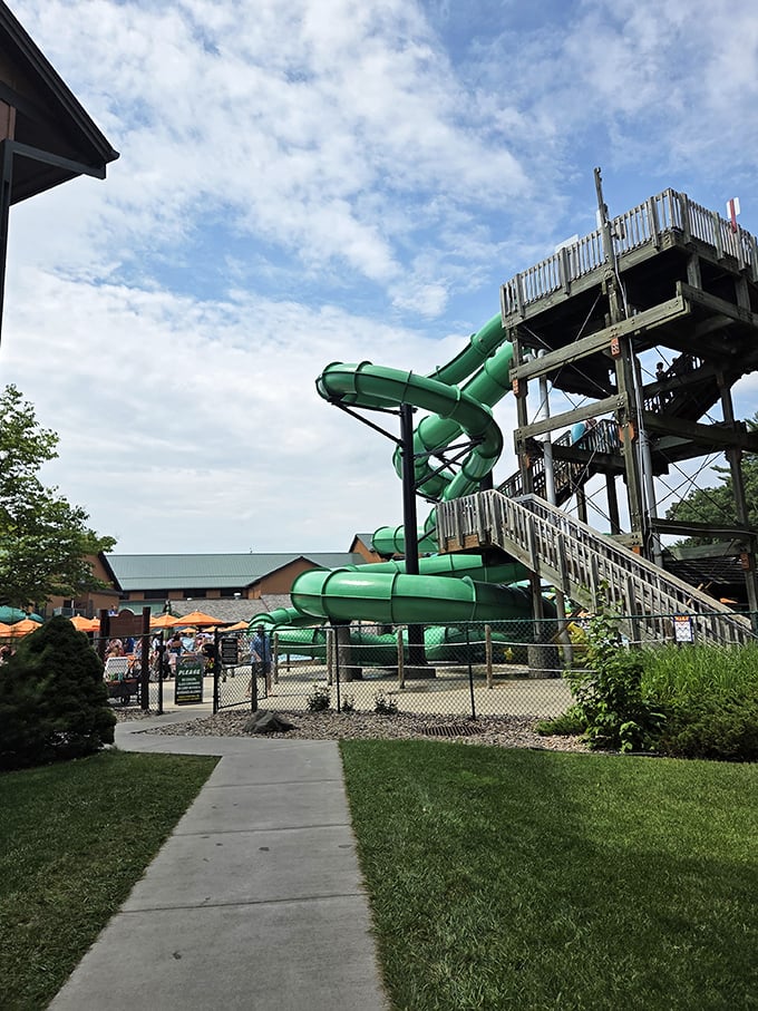 This waterslide promises the kind of adrenaline rush that makes you temporarily forget you're old enough to have a favorite antacid brand.