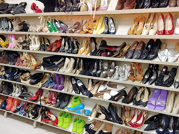 A rainbow of pre-loved heels waiting to dance again &ndash; Carrie Bradshaw would need a bigger closet.