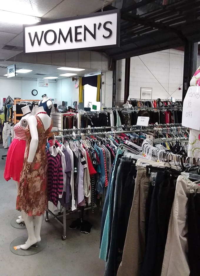 Women's clothing racks stretch toward the horizon like a fashionista's dream sequence &ndash; somewhere in there is the perfect vintage sundress.