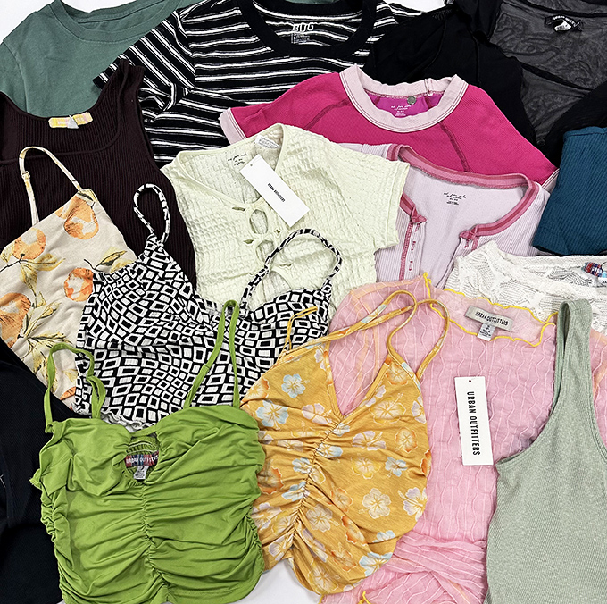 A kaleidoscope of summer tops that whisper "Florida lifestyle" without screaming "I paid way too much for vacation clothes."