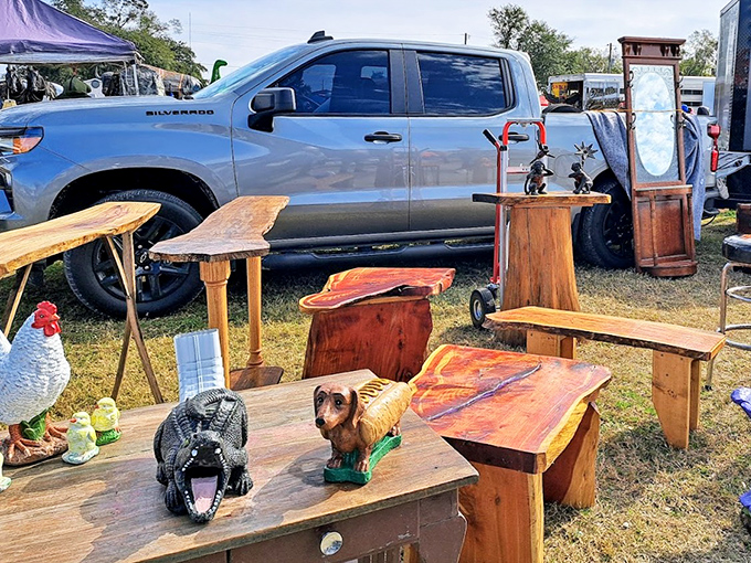 From alligator-shaped novelties to handcrafted benches, this wooden menagerie proves one person's "what is that?" is another's "I need that!"