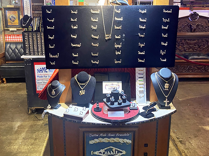 Gold chains and custom name jewelry await new owners. Remember when these were the ultimate status symbol at the mall in 1986?