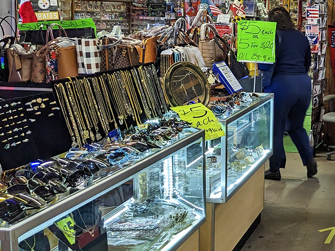 Jewelry cases gleam with accessories that have survived more fashion trends than most Hollywood careers combined.