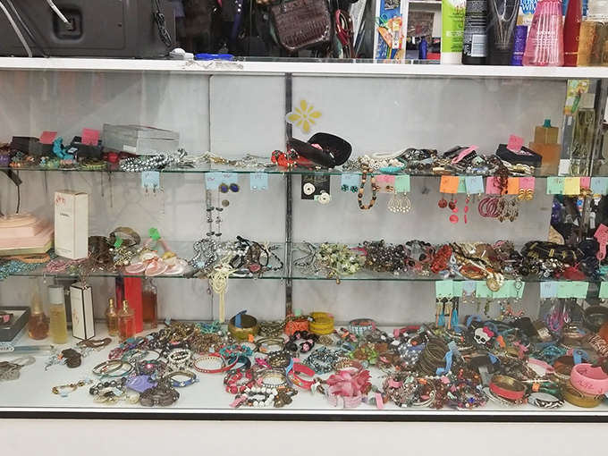 Jewelry displays that would make Elizabeth Taylor do a double-take. One person's forgotten accessories become another's statement piece.