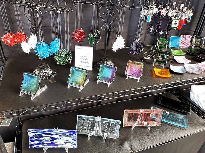 Handcrafted glass treasures catch the light like Arizona sunsets, each iridescent piece transforming ordinary shelves into galleries of affordable art.