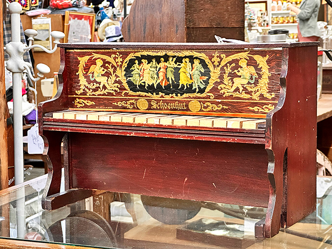 This isn't just a toy piano; it's a Schoenhut masterpiece with hand-painted details that would make today's mass-produced toys hang their plastic heads in shame.