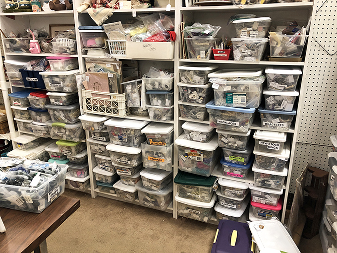 Organization heaven or hoarding purgatory? Either way, these meticulously labeled bins contain someone's lifetime of collecting passions.