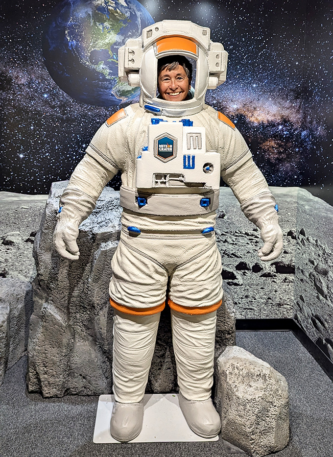 "One small step for tourists&hellip;" The space suit display lets visitors channel their inner Neil Armstrong without the pesky rocket training.