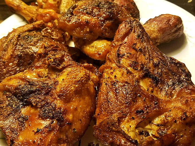 Golden-brown perfection that makes you want to high-five a stranger. This chicken's crackling exterior gives way to juicy meat that's worth every napkin.