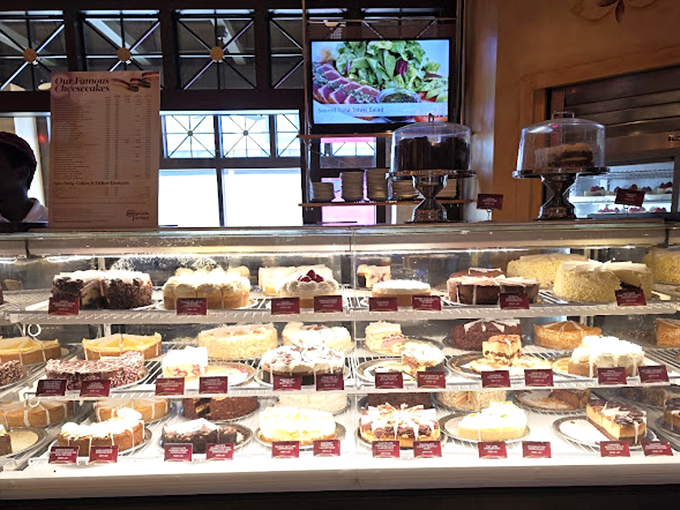 A dessert lover's dream come true &ndash; this bakery case displays a tempting array of cheesecakes and tortes that make diets seem like tomorrow's problem.