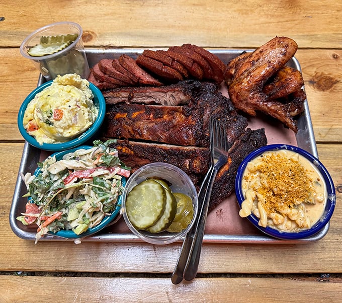 Meat paradise found! This tray of smoky perfection proves that heaven isn't a place on earth&mdash;it's a platter at Roaming Buffalo.
