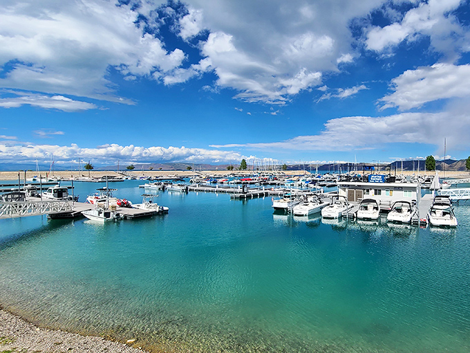 Boat heaven exists, and it's filled with vessels bobbing in water so blue it looks Photoshopped. No filter needed at Bear Lake Marina.