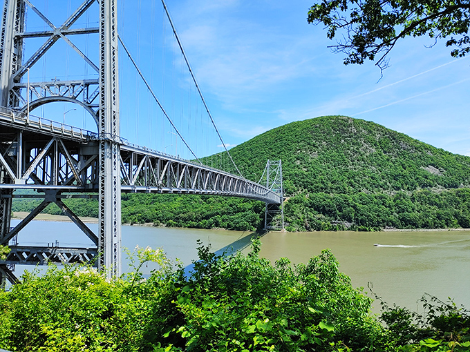 The Bear Mountain Bridge spans the mighty Hudson like a steel ribbon, connecting shores while offering views that make traffic jams almost worth it. Almost.