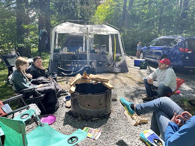 Campsite spacing here means your neighbors won't hear you singing off-key around the fire. Probably. Maybe. Hopefully.