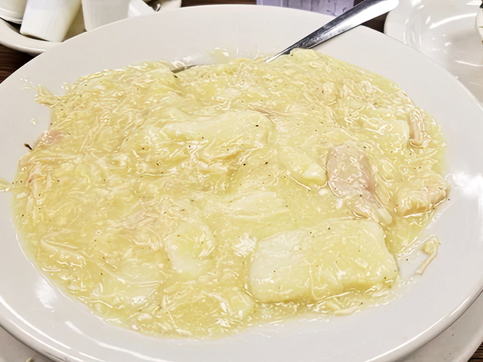 The legendary chicken and dumplings&mdash;a creamy, soul-warming pool of tender chicken and pillowy dumplings that locals will drive across town for on a cold day.