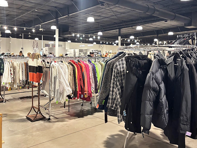 The winter coat section stands ready for Pennsylvania's cold months. Each jacket holds stories of previous adventures, just waiting for your next chapter.