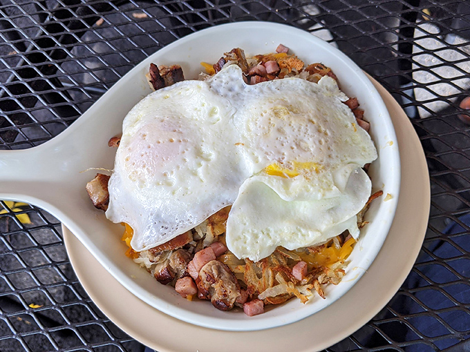 This isn't just corned beef hash&mdash;it's a masterpiece of crispy, savory perfection crowned with eggs that belong in a Renaissance painting.
