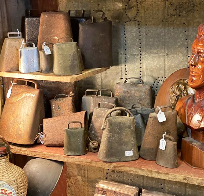 Vintage cowbells create a rustic symphony, perfect for anyone missing their country roots.