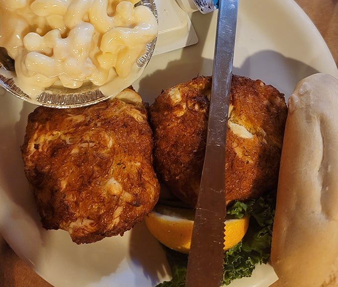 These golden-brown crab cakes aren't just food&mdash;they're little discs of happiness, packed with jumbo lump crab meat and minimal filler. Pure Maryland magic.