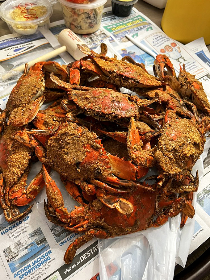 These seasoning-crusted beauties aren't just crabs; they're Delaware's edible calling cards. Newspaper underneath&mdash;nature's way of saying "get messy."