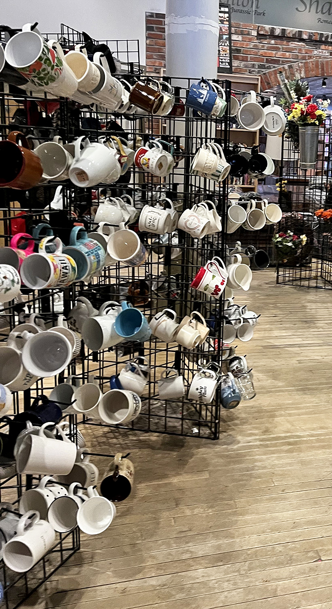 Mug mountain! Each cup tells a different story&mdash;from vacation souvenirs to corporate giveaways&mdash;all awaiting their second chapter.