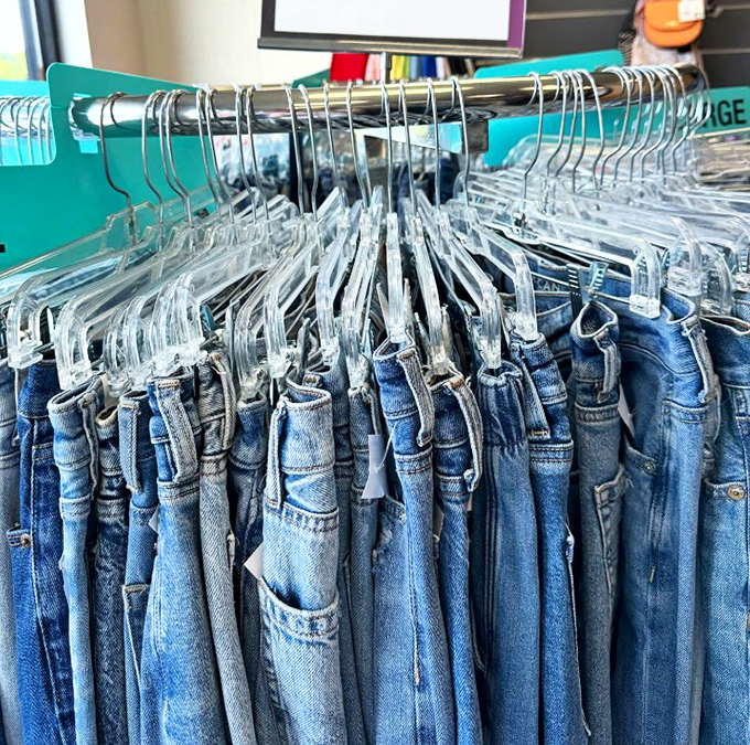 Denim democracy in action&mdash;every wash, cut, and style hanging in perfect formation. Finding your perfect pair here is like reuniting with an old friend.