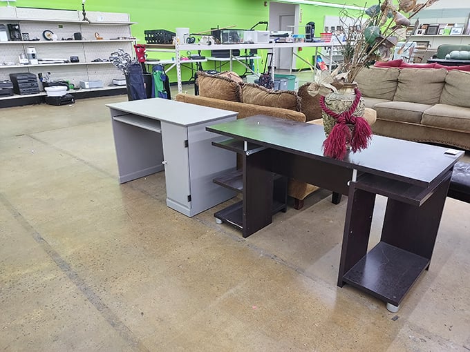 Office furniture with stories to tell—these desks have probably supported everything from homework to home businesses to half-finished novels.