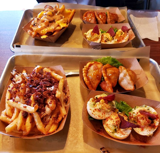 Food served in paper boats isn't just a meal&mdash;it's an adventure. These loaded fries and deviled eggs aren't just sides, they're co-stars.