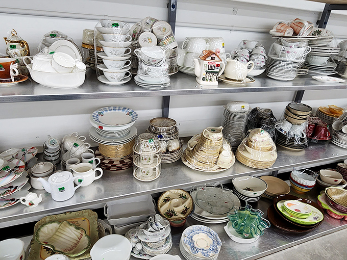Porcelain storytellers lined up like eager dinner guests. Each teacup and saucer has poured conversations across decades of family gatherings.