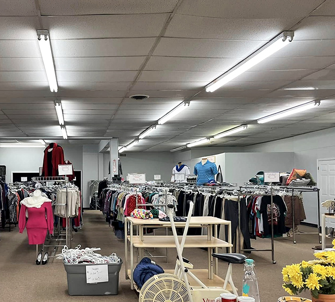 Racks upon racks of clothing create a textile library where fashion from every era awaits its second chance at stylish life.