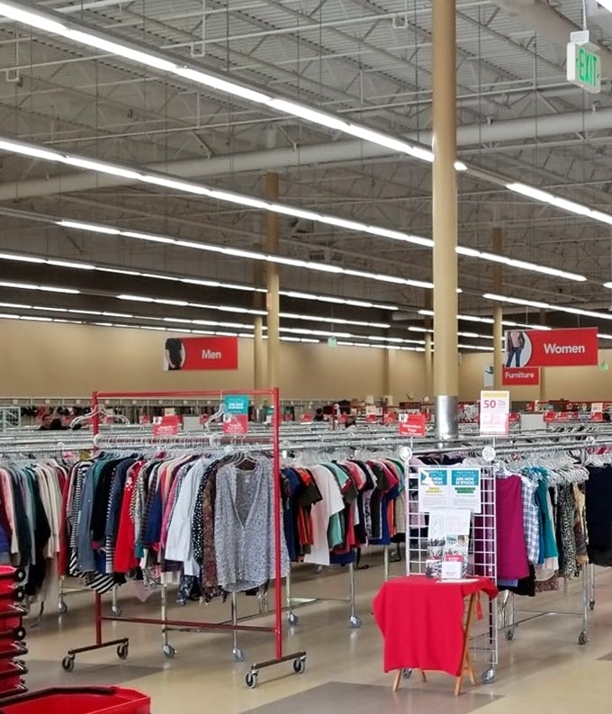 Men's and women's clothing sections stretch toward the horizon like a fashion desert mirage, except these deals are delightfully real.