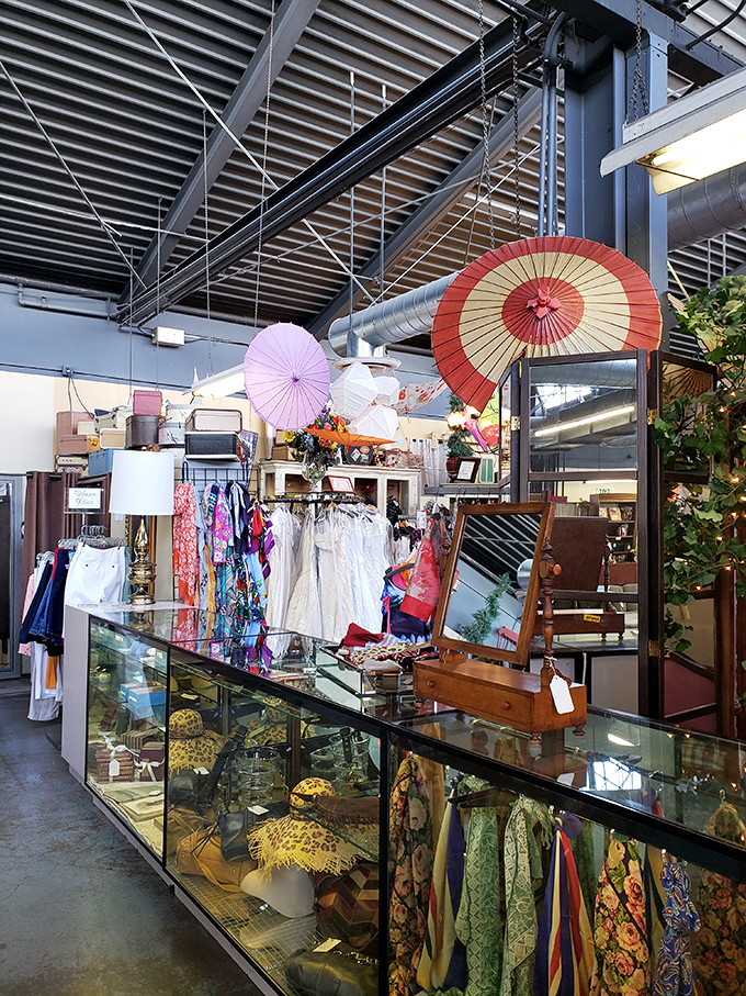 Colorful parasols hover like friendly spirits above a collection that spans decades&mdash;proof that style never truly disappears, it just waits to be rediscovered.